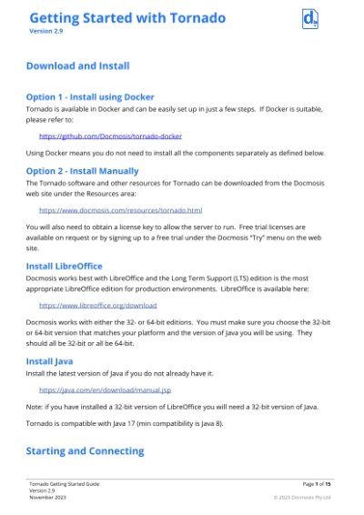 Tornado (v2.9.7) - Getting Started Guide